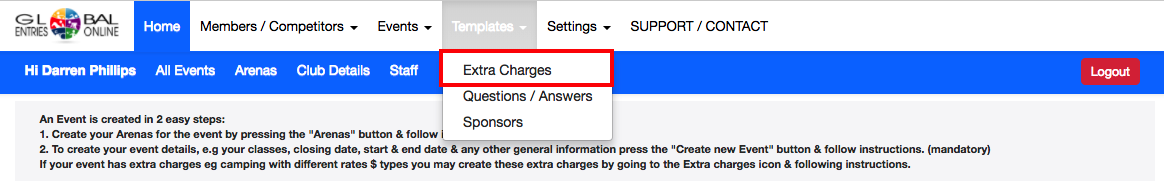 Setting up Templates for Extra Charges, Questions & Sponsors – Global ...