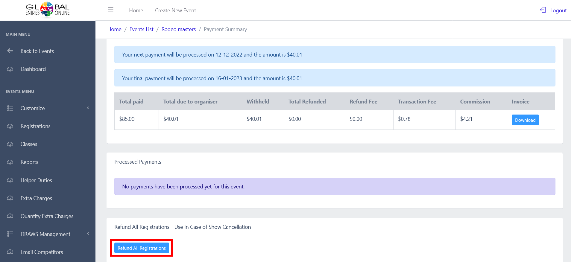 How to Refund All Competitors ? – Global Entries Online